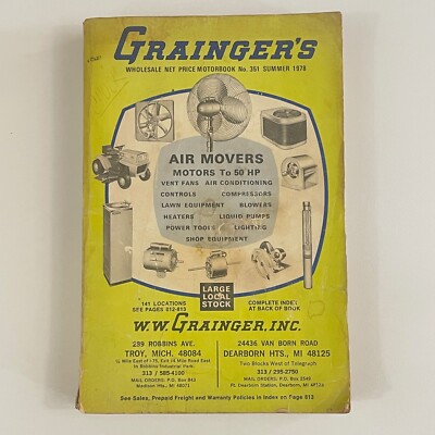 Grainger's Summer 1978 catalog net price motor book industry 800+ pages ...
