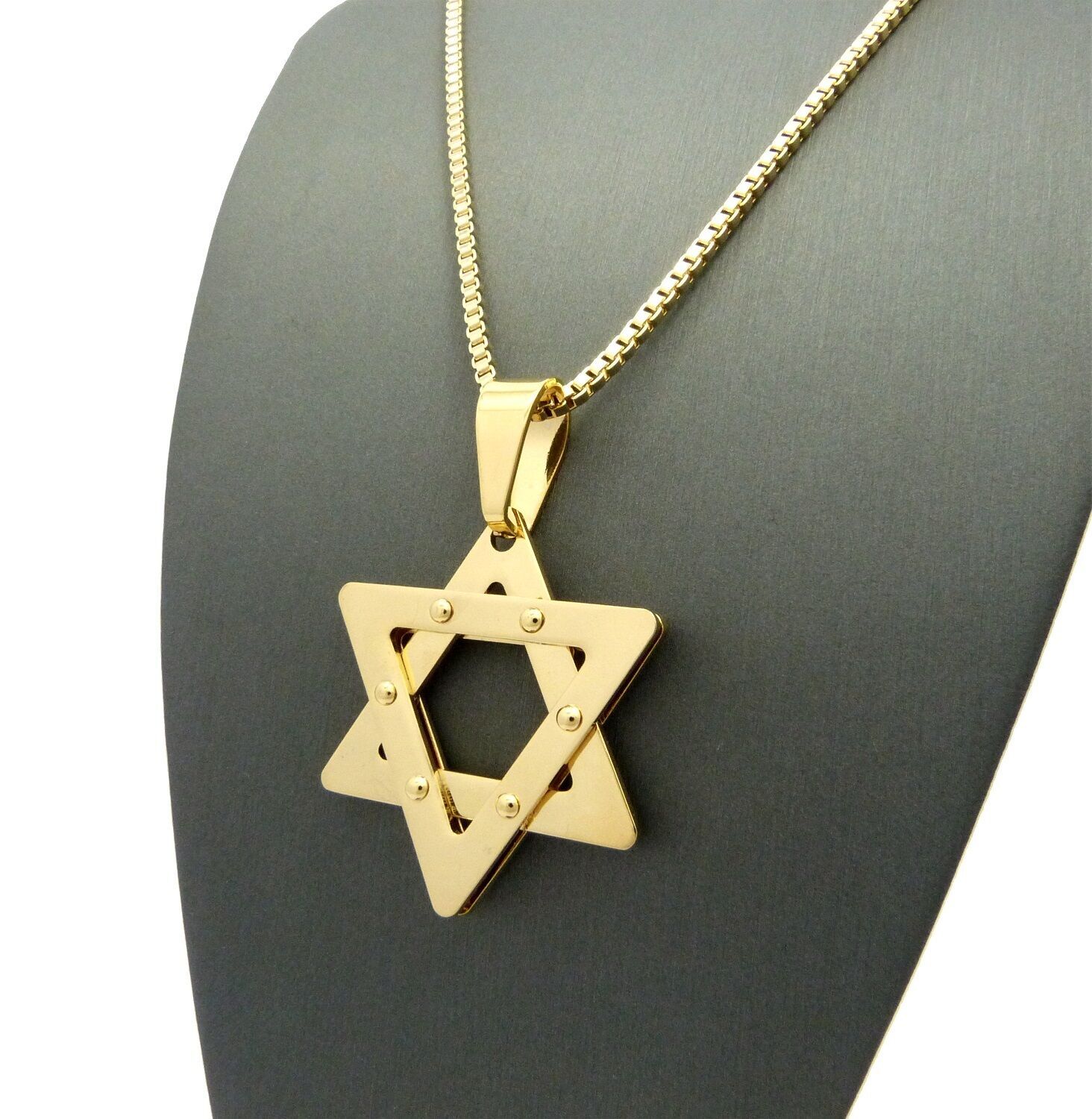 Hip Hop Stainless Steel Star of David Pendant & 2mm 18" ~ 30" Box Chain ...