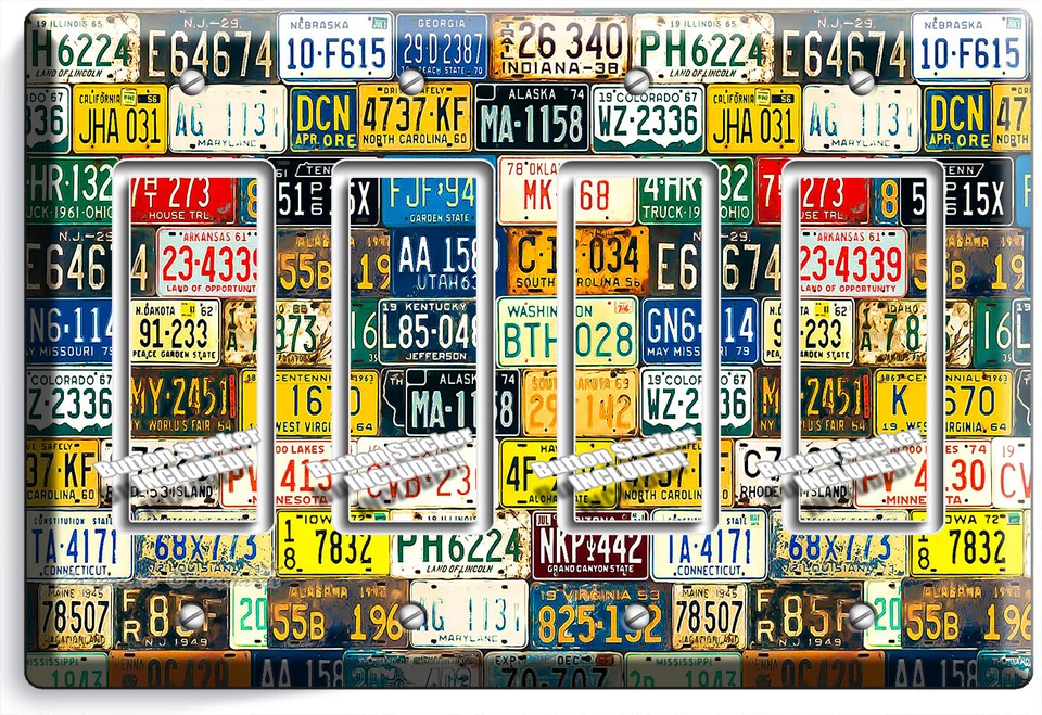VINTAGE RUSTIC CAR PLATES LIGHT SWITCH OUTLET WALL PLATES GARAGE MAN ...