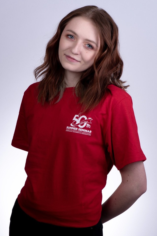 2018 ANA "Numismatist" 50th Anniversary Summer Seminar T-Shirt. Red. | eBay