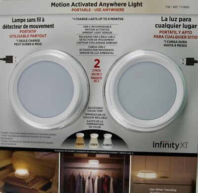 Infinity X1 Motion Activated Anywhere Light Rechargeable, 2 Pack | eBay