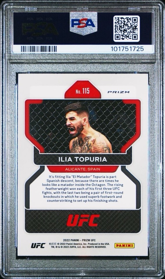 Ilia Topuria Rookie 2022 Panini Prizm UFC RC Red Ruby Wave Mint PSA 9 ...