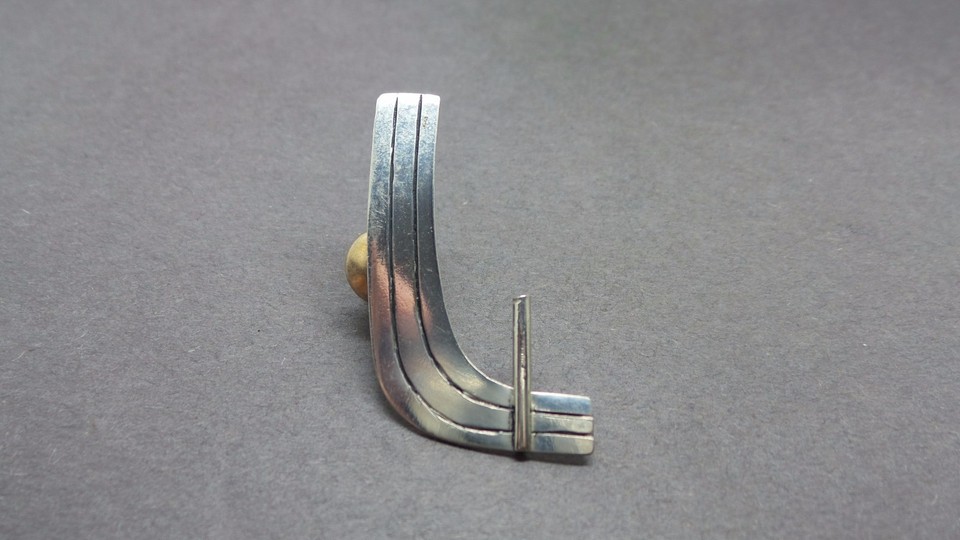 Vintage Sterling Silver Unique Hand Made Striped Curved Pin Brooch | eBay