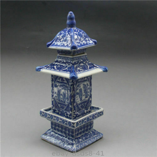 Jingdezhen Old Layered Tower Vase Chinese Blue and White Porcelain ...
