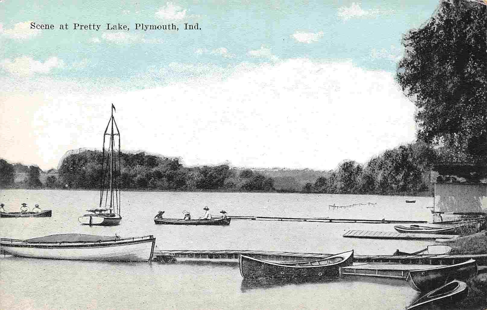 Pretty Lake Boats Boating Plymouth Indiana 1910c postcard | eBay