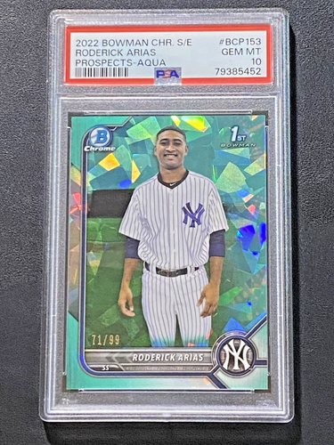 2022 Bowman Chrome RODERICK ARIAS 1st AQUA SAPPHIRE REFRACTOR PSA 10 ...
