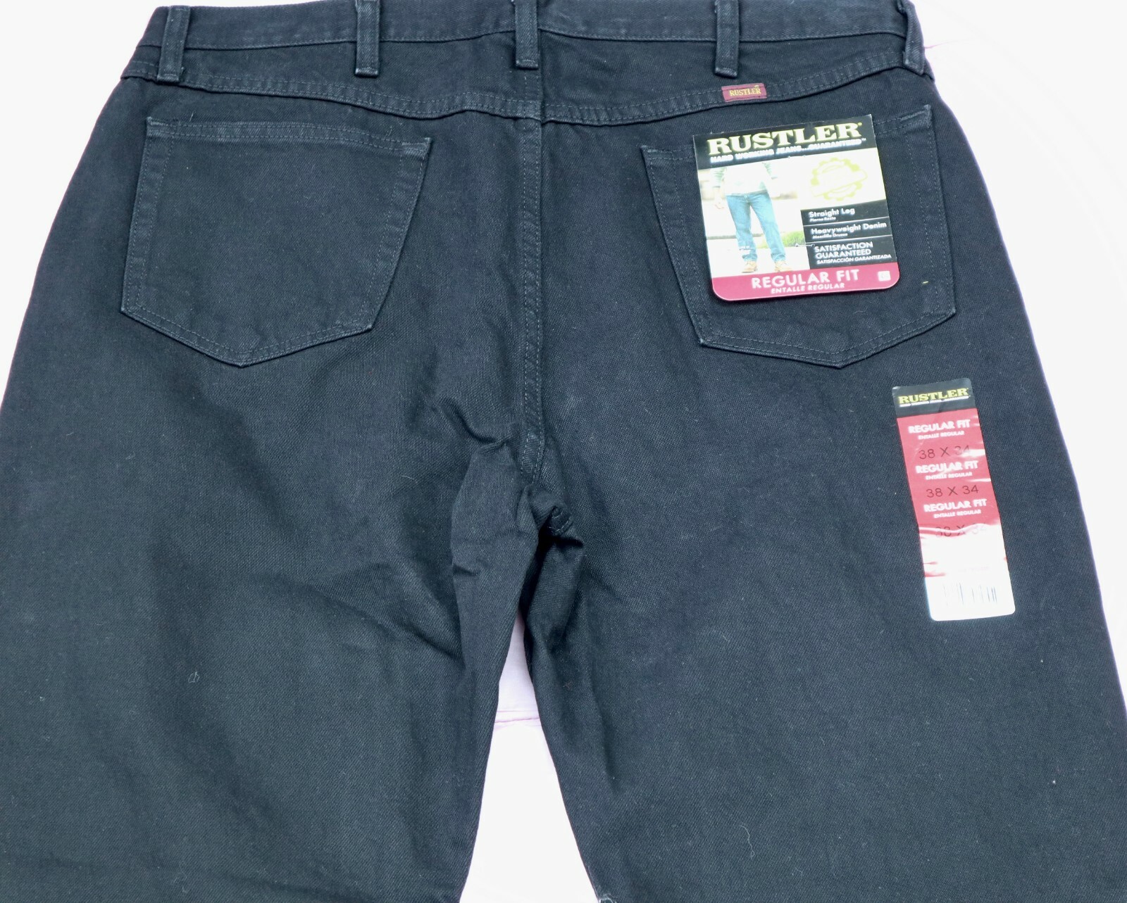 RUSTLER REGULAR FIT STRAIGHT LEG Jean Pants for Men - W38 X L34. TAG NO ...