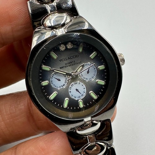 Vellaccio Watch Women Black Silver Two Tone Small Round Dial New ...