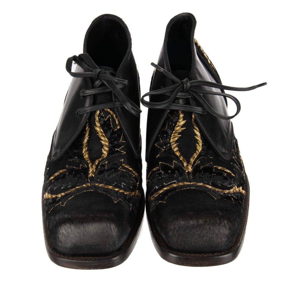 DOLCE & GABBANA Baroque Leather Boots Shoes SIRACUSA Black Gold 42 US 9 ...