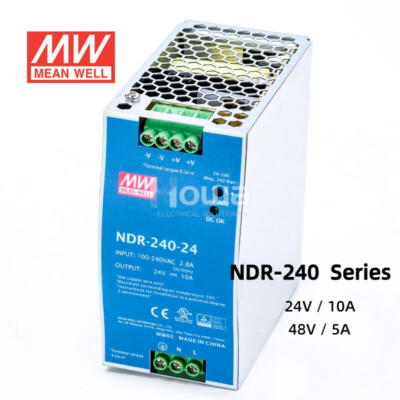 Mean Well NDR-240-24 NDR-240-48 Industrial DIN rail power supply 24V ...