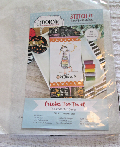 Adornit Stitch it Hand Embroidery Calendar Girl Series Tea Towel ...