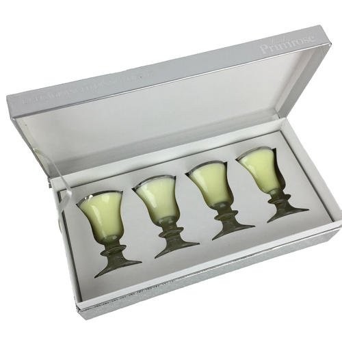 Lady Primrose Fragrance Free Dinner Lights Set of 4 Candles Silver Rim ...