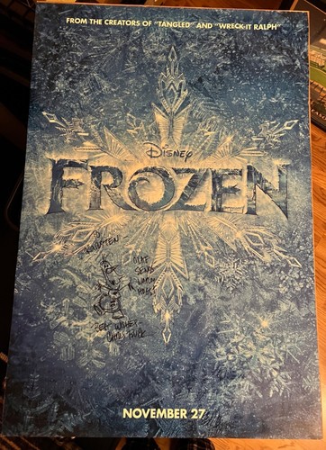Disney Frozen Poster w/Olaf drawing by Director Chris Buck with ...