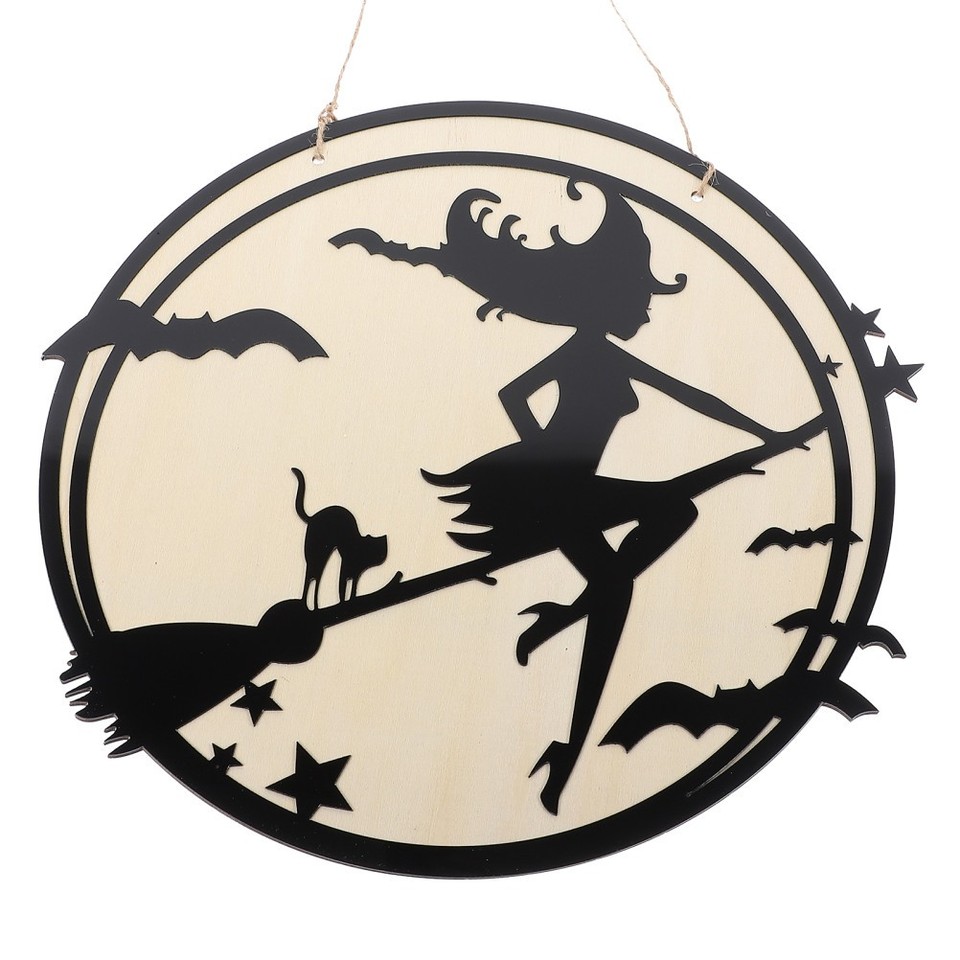 Halloween Door Hanging Sign Wooden Haunted House Witch Sign Halloween ...
