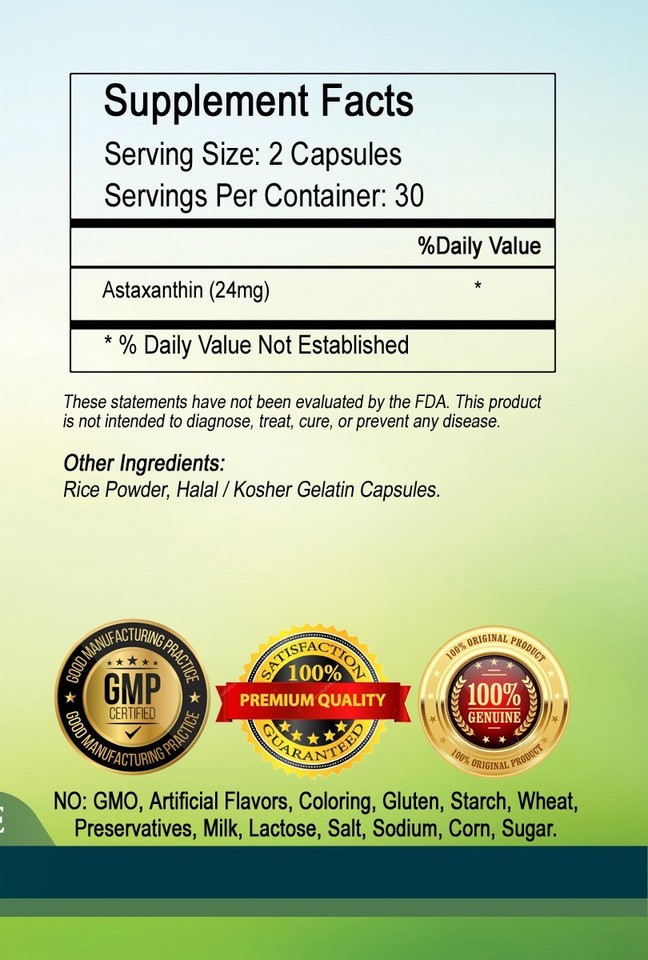 Astaxanthin 24mg Caps – Premium Quality – Free & Fast Shipping | eBay