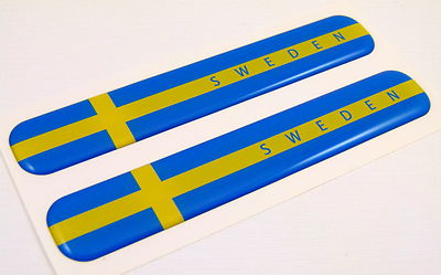Sweden Swedish Flag Domed Decal Emblem Resin car stickers 5"x 0.82" 2pc ...
