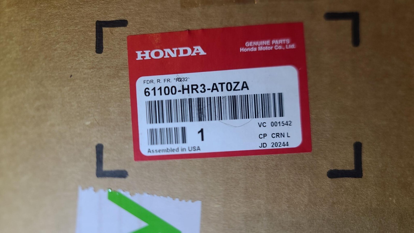 Honda 61100-HR3-AT0ZA Fender R. FR. Red Genuine OEM for sale online | eBay