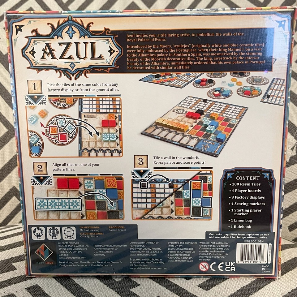 Azul Board Game Strategy Board Game Mosaic Tile Matching - New in Box ...
