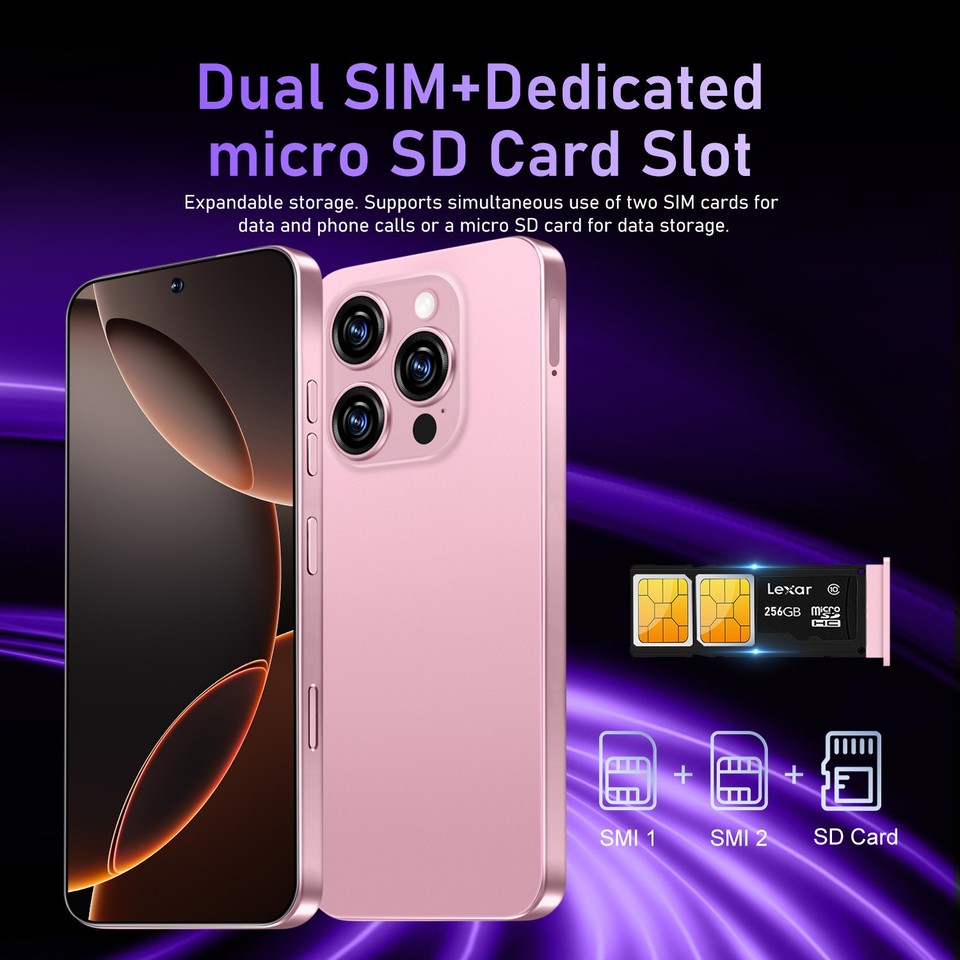 Unlocked CELL PHONE 15 Pro MAX 256GB+8GB 5G Smartphone Android 14 ...