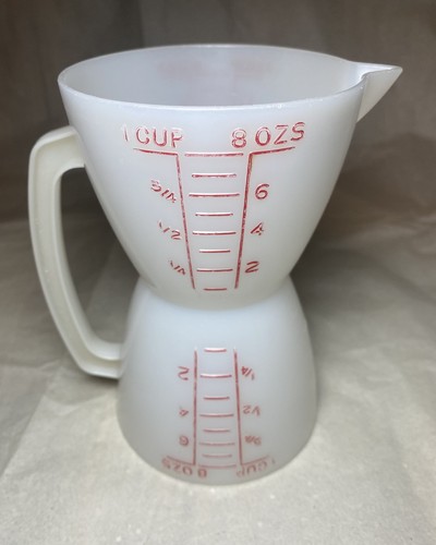 Tupperware Double 2 In 1 Wet & Dry Measuring Cup Vintage Red Lettering ...