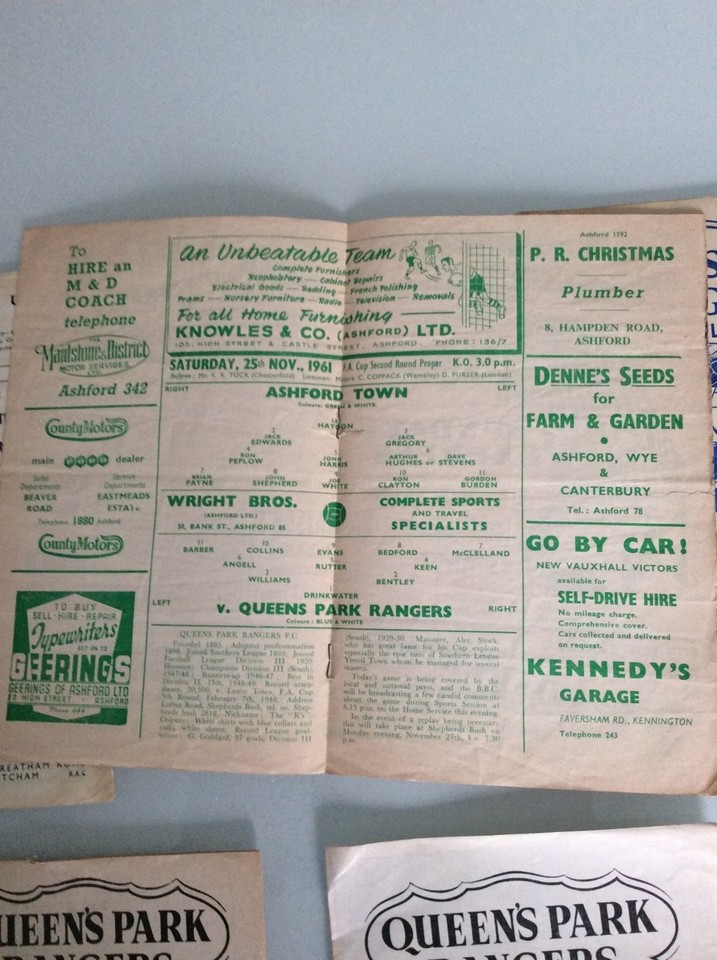 5 X QUEENS PARK RANGERS 1956 - 1964 FRIENDLY, YOUTH CUP, FA CUP V NON ...