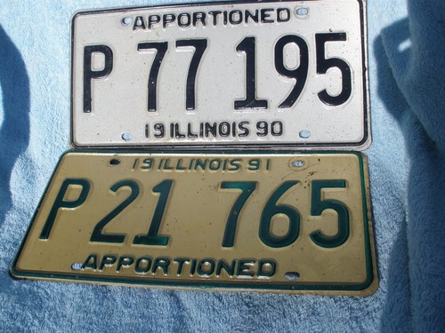 2 ILLINOIS LICENSE PLATES APPORTIONED 1990 - 1991 | eBay
