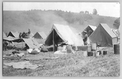 Pre WWI Field Encampment Tents US Army Military WW1 RPPC Real Photo ...