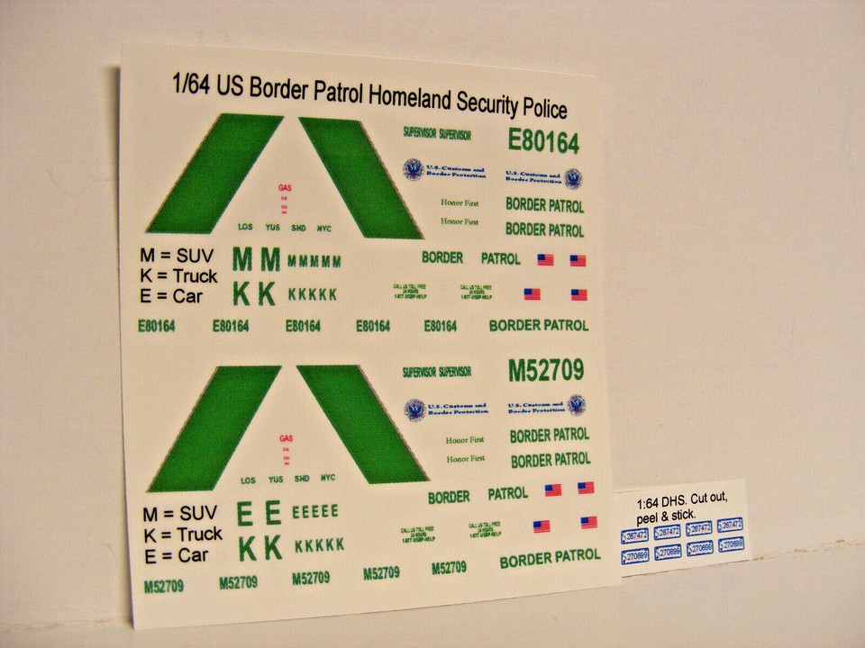 Border Patrol Homeland Security 1:64 Water Slide Decals 2 Sets Fits All ...