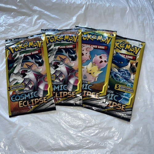 4 Pokemon TCG: 3 Card Sun & Moon Cosmic Eclipse Booster Pack NEW ...