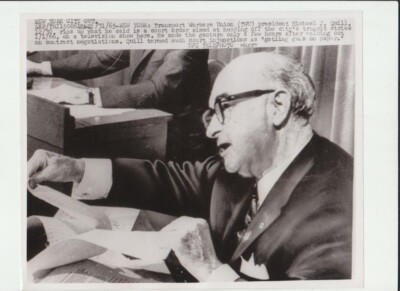 MICHAEL QUILL-RIP UP COURT ORDER TRANSIT STRIKE NYC ORIGINAL WIRE PHOTO ...