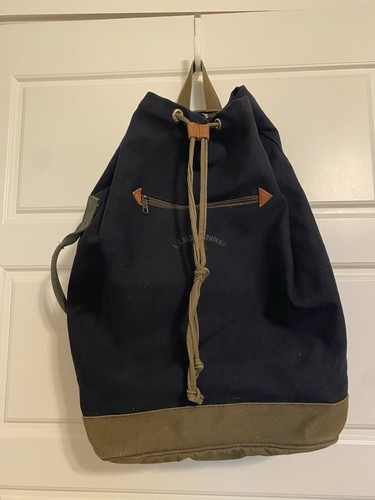 G.H. Bass & Co. VTG Canvas Backpack Rucksack Black Army Green Straps ...
