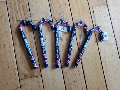 5 New England Patriots NFL Football Christmas Candy Cane Ornaments Blue ...