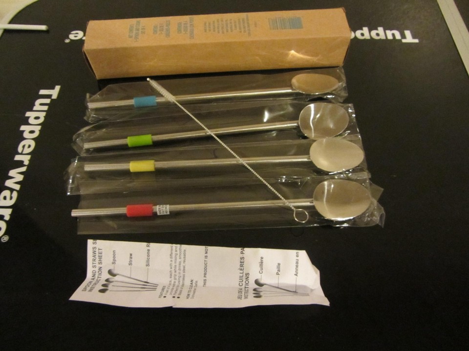 Avon Living Spoon and Straws Set of 4 with bonus (Cleaning Brush) * | eBay