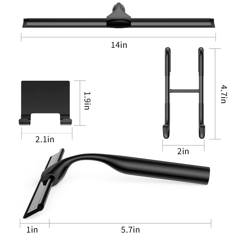 Stainless Steel Shower Squeegee Set for Glass Doors Window Cleaning ...