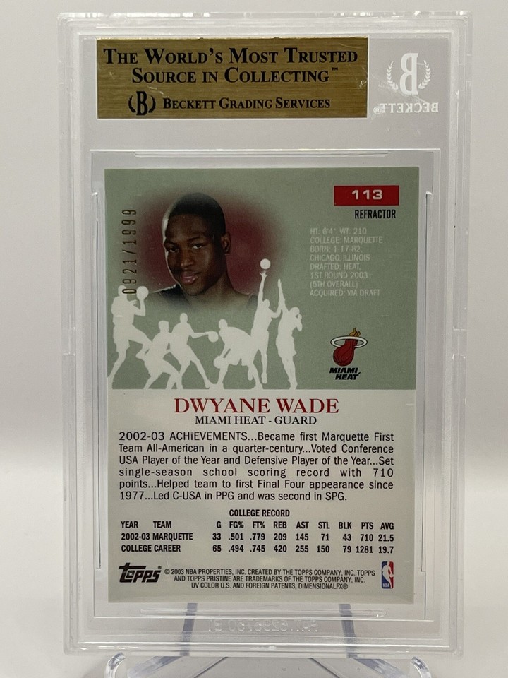 2003-04 Dwyane Wade Topps Pristine #113 RC Rookie BGS 9.5 Gem Mint ...