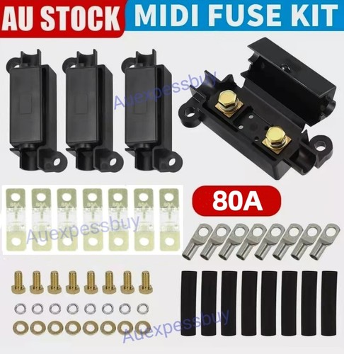 80A MIDI FUSE KIT 4 ANS Holder 7 x 80 AMP Fuses to suit Redarc BCDC ...