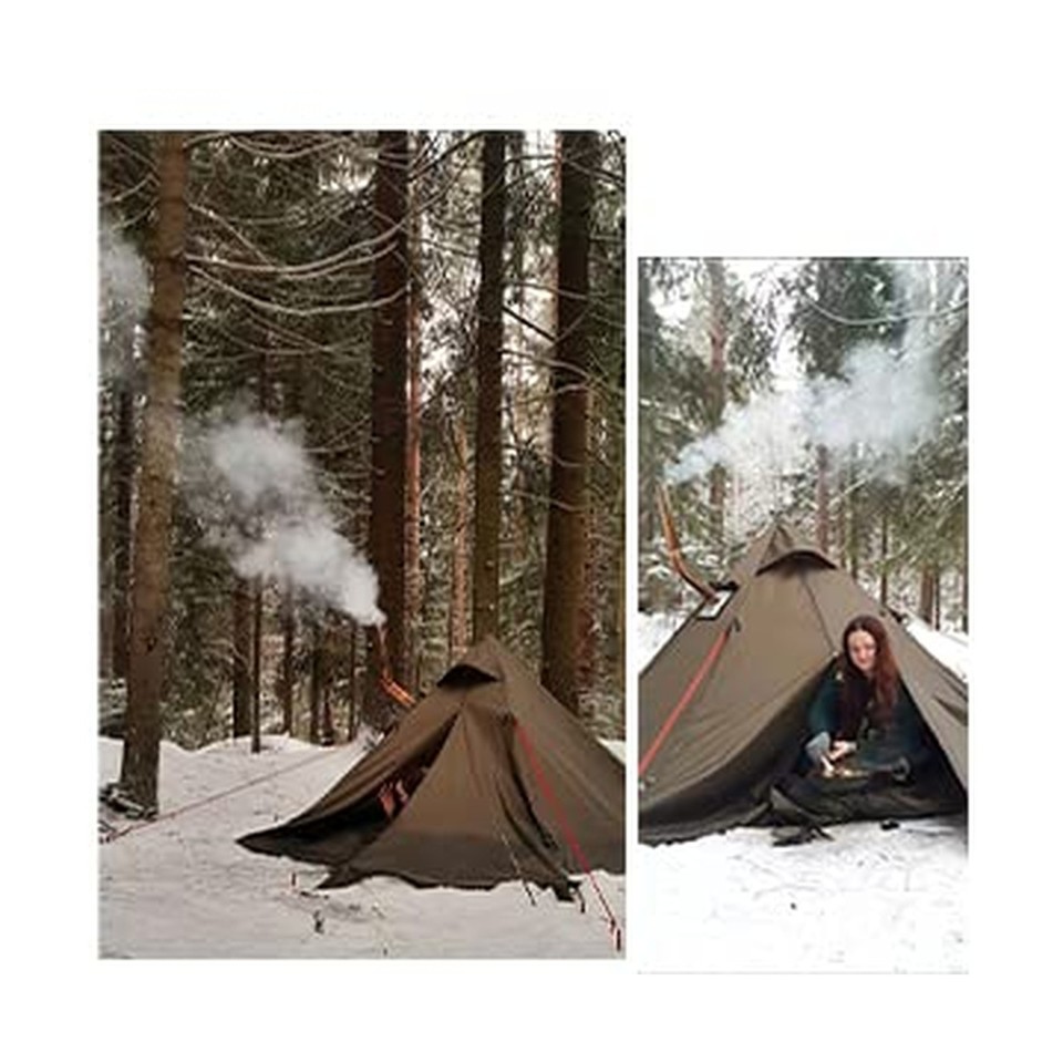Camping Hot Tent with Wood Stove Jack 1 Person Winter Teepee Tent 4 ...