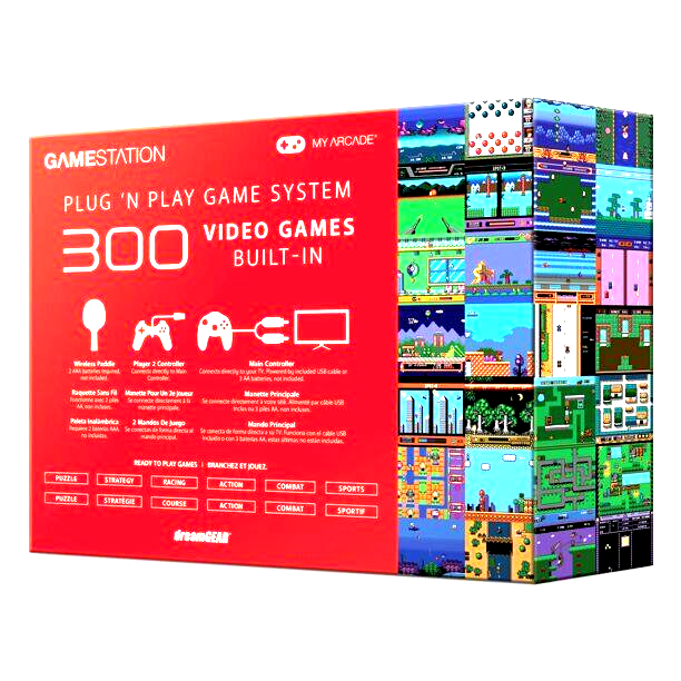 My Arcade GameStation Retro Plug N Play Game System 300 Built In Video ...