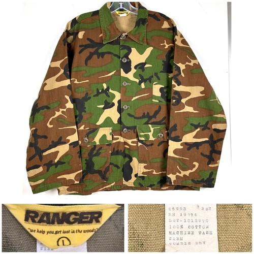 Ranger VTG Hunting Field Shirt/Jacket Woodland Camo Button Down Large ...