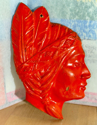 Vintage Native American Indian Chief Wall Plaque, Chalkware Composition ...