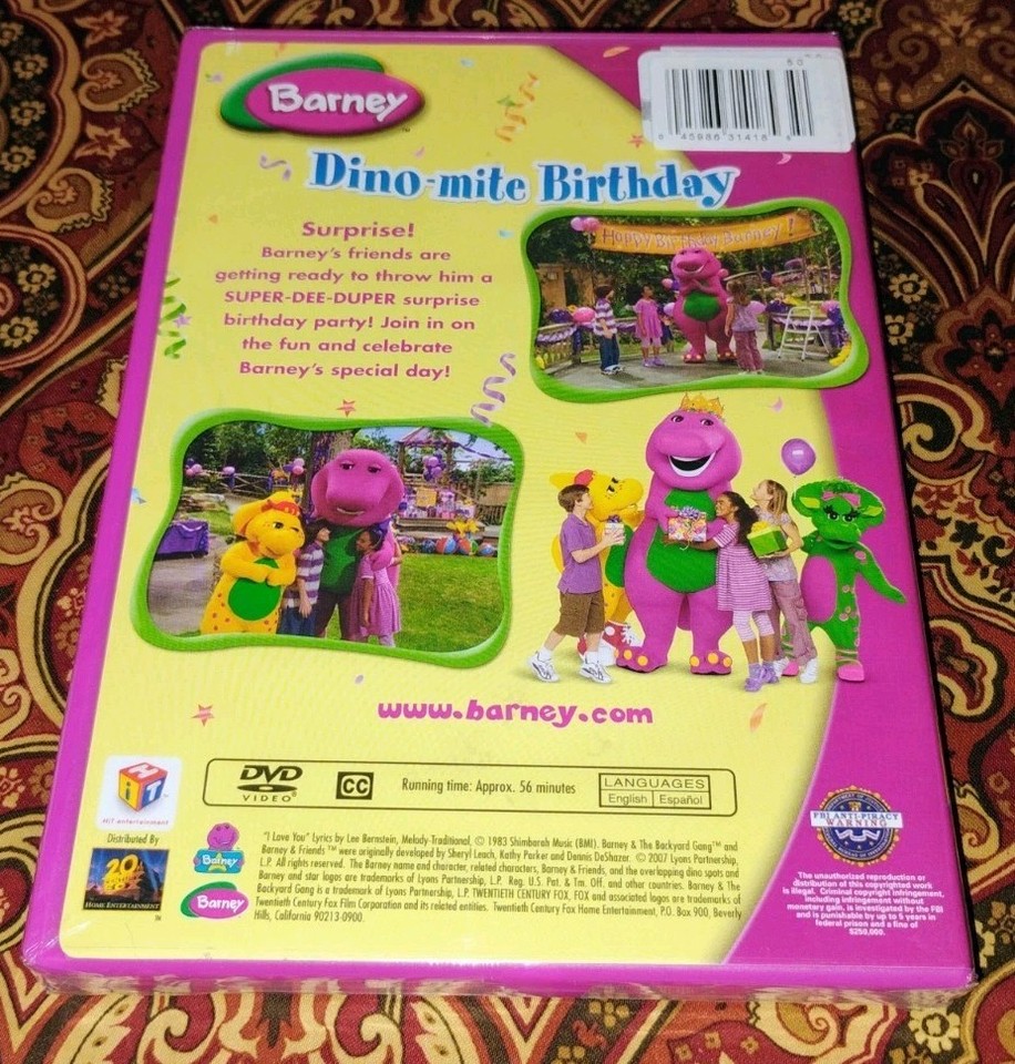 Barney Dino-Mite Birthday DVD 2007 Sealed New COMPLETE All INSERTS RARE ...