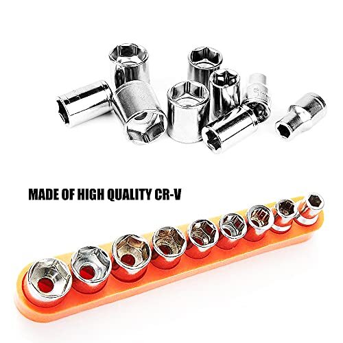 Socket Wrench Set 20 Pcs 1/4" Hex Drive Socket Set 9 Pcs 513mm + Double ...