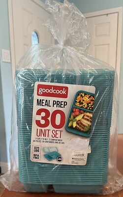 Goodcook Meal Prep 30 Unit Set 3 Cup 2 Compartment Teal Color | eBay
