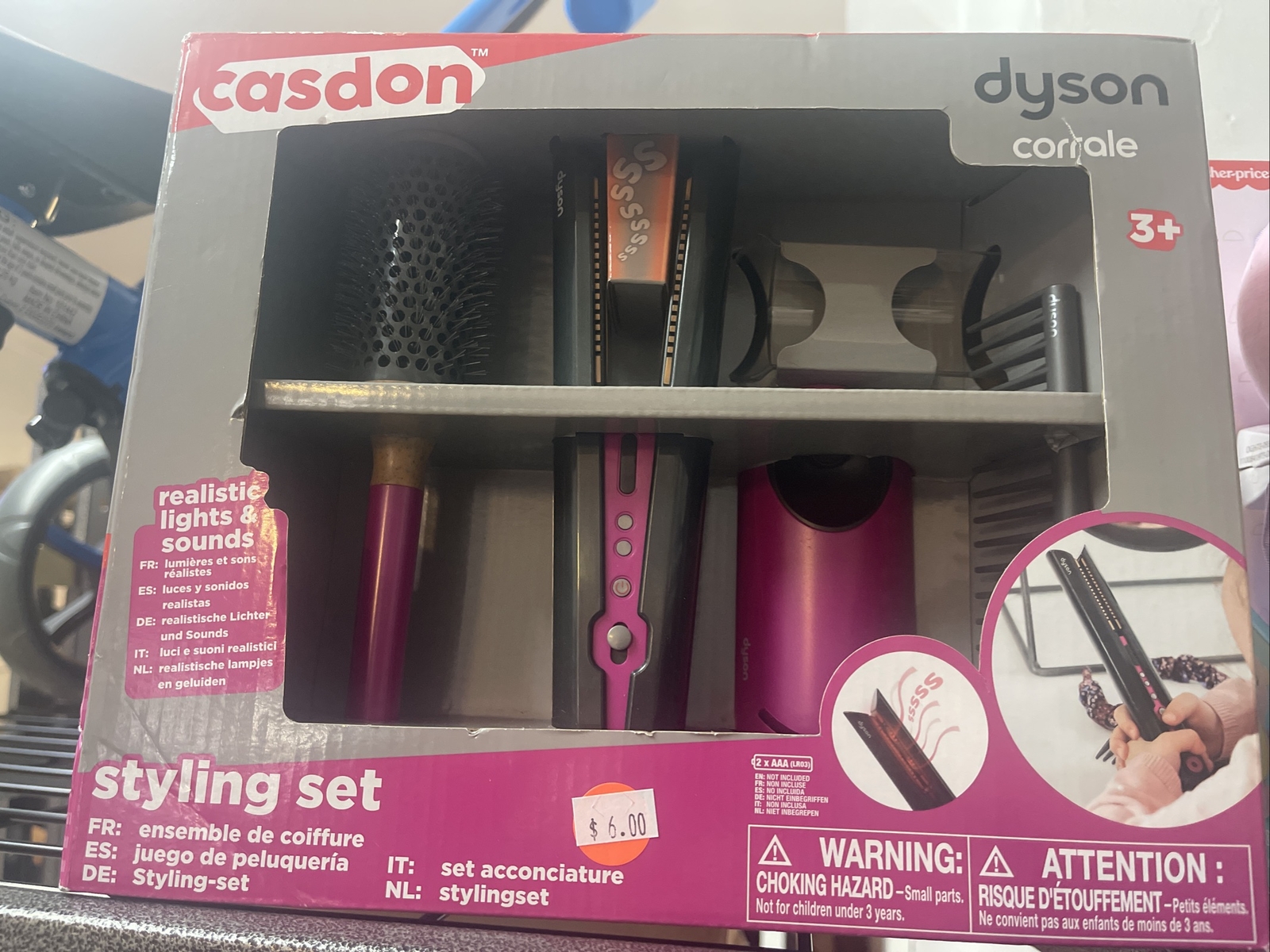 Dyson Casdon Corrale Toy Styling Set For Kids Straightener Stand Brush ...