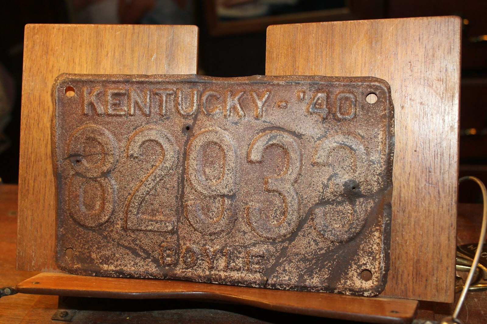 Antique 1940 Kentucky License Plate Boyle County 82933 Creased 9-1/2"x5 ...