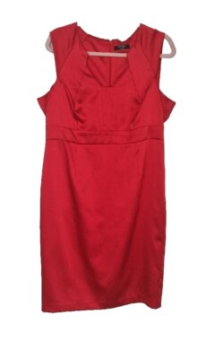 Moda @ george Red Silky Satin Midi Knee Length Pencil Dress 16 Xmas ...