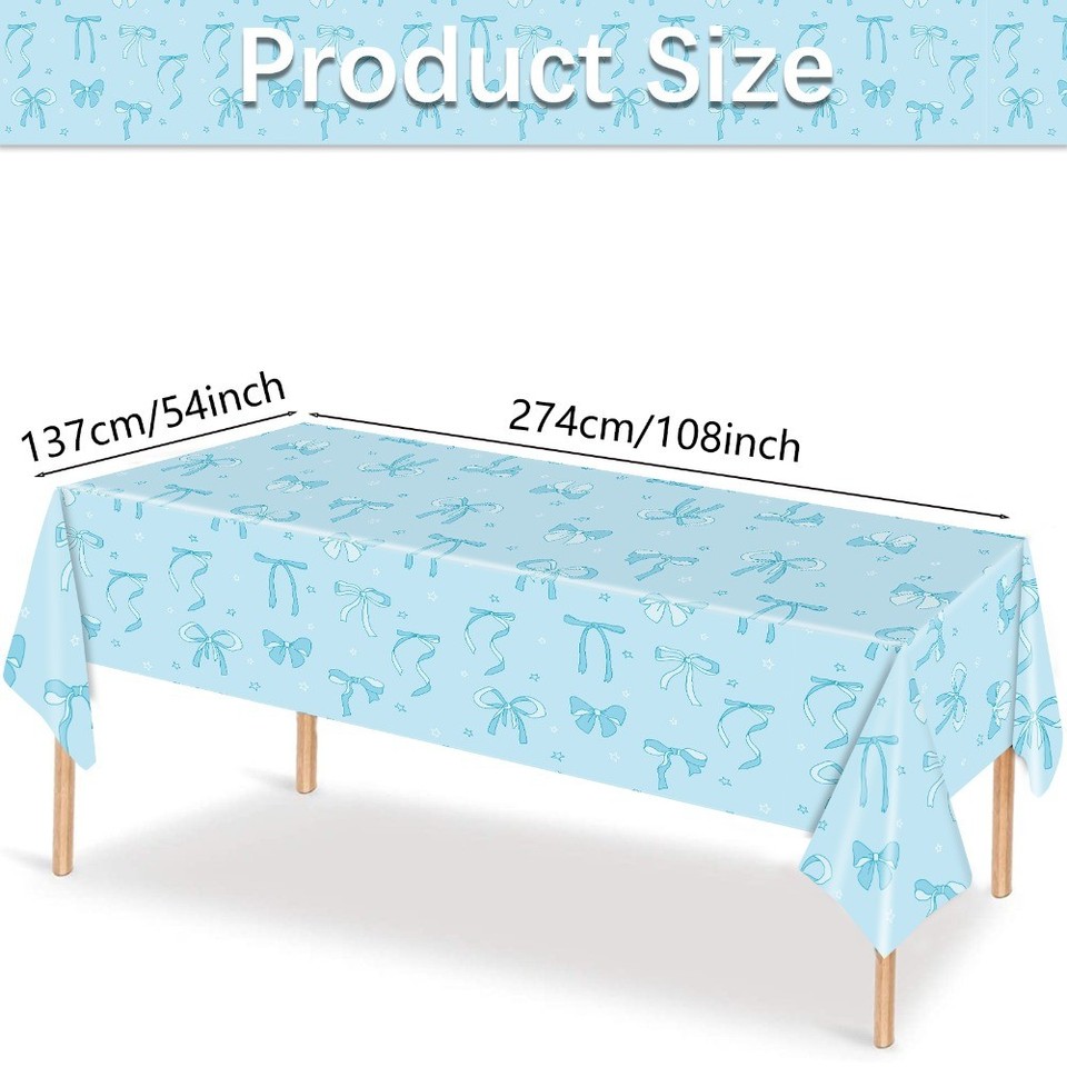 Bow Birthday Theme Table Clothes Disposable Tablecloth for Girls Kids ...