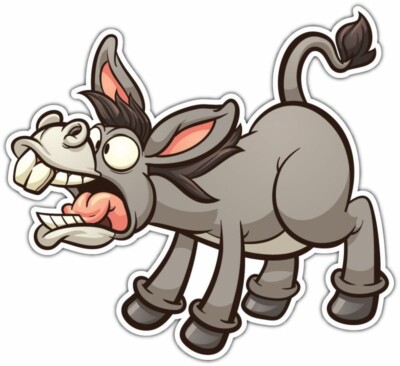 Cartoon Donkey Screaming Mule Ass Car Bumper Vinyl Sticker Decal 5"X4 ...