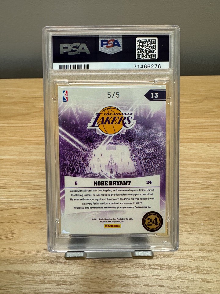 2010 Kobe Bryant Panini Abs Mem Hoopla Jersey Signature Prime /5 PSA 10 ...