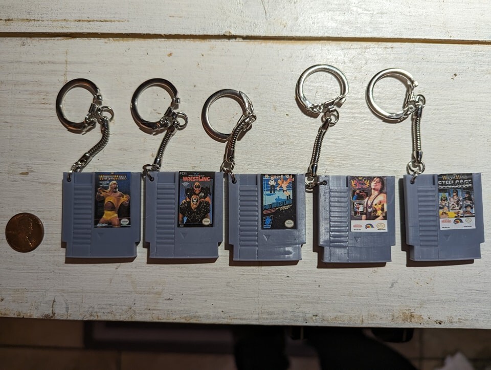 Custom Made Nintendo WWE KOTR Cartridge Key Chain - (3D Printed) Bret ...